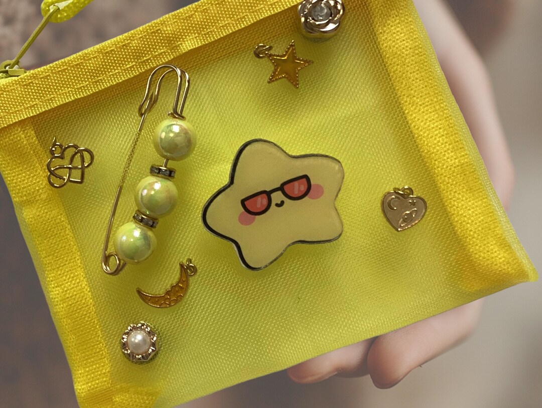 Yellow Kawaii Junk Mesh Pouch - Adorable Storage for Your Cute ...