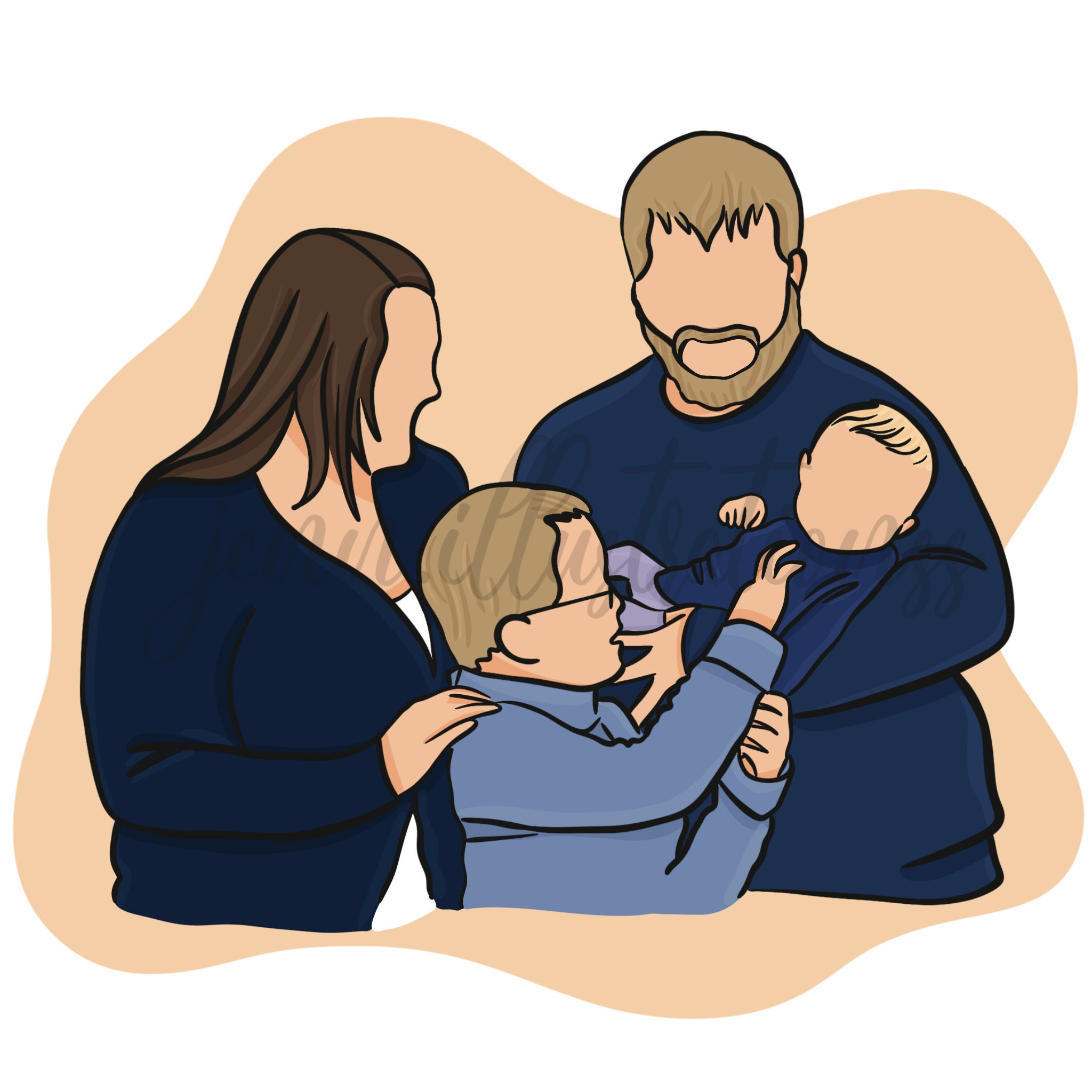 Outline Portrait, Family Portrait, Outline Art, Outline Family Picture ...