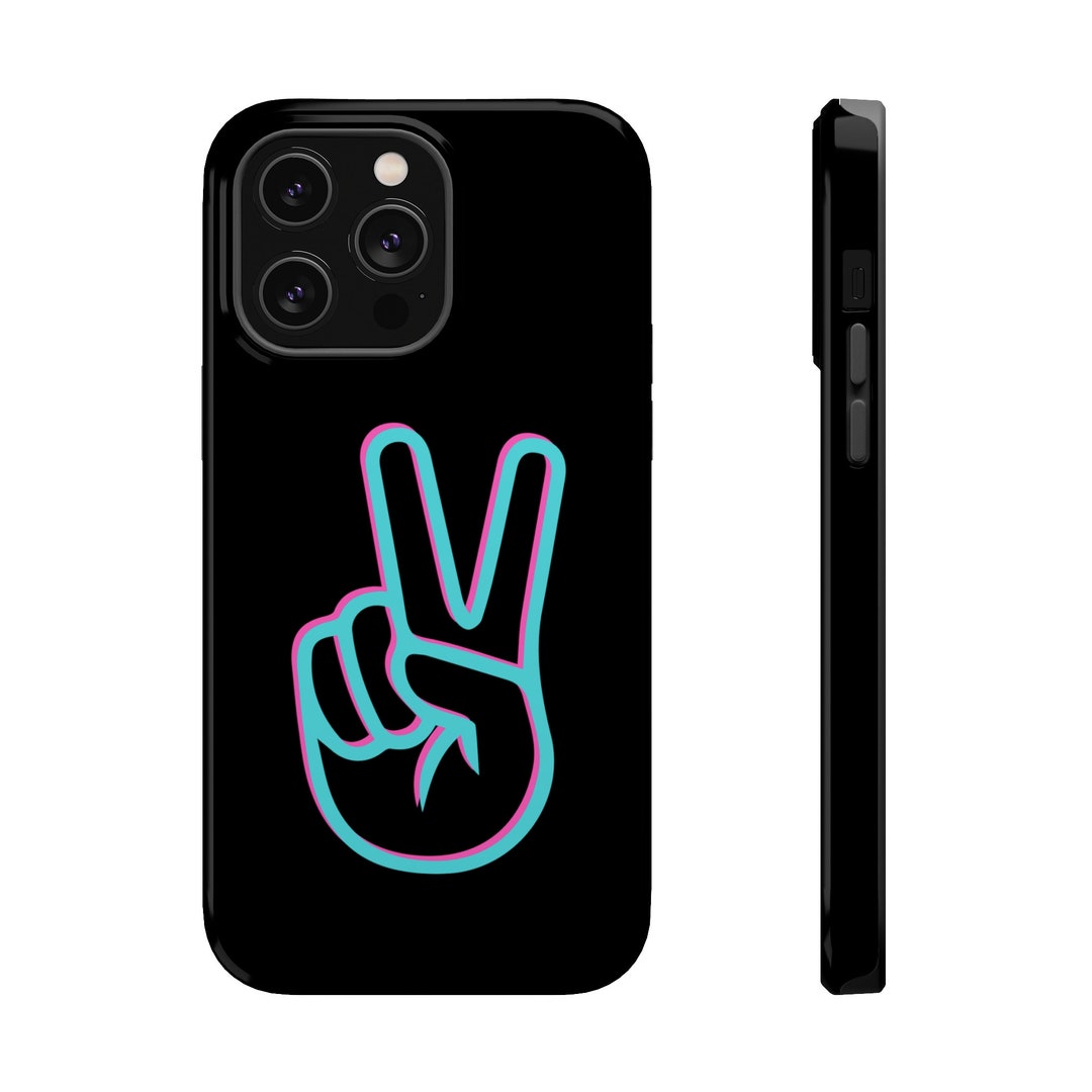 IPhone Magsafe Case Tough Cases Black and Neon Peace Sign - Etsy