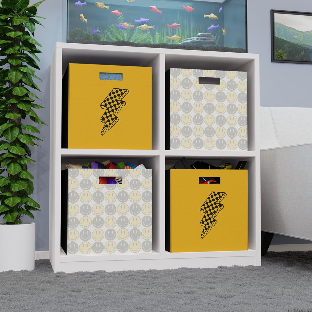 Felt Storage Cube Box Nursery Toy Storage Kids Room Lightening Smiley ...