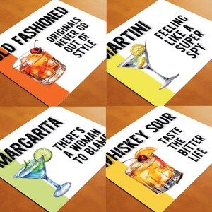 4 Whimsical Cocktail Quote Art Prints Instant Download - Etsy