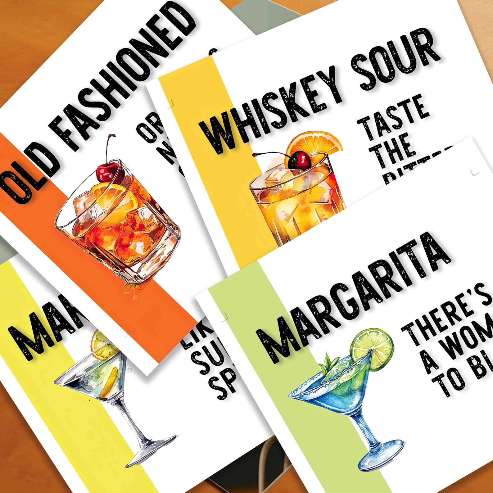 4 Whimsical Cocktail Quote Art Prints Instant Download - Etsy