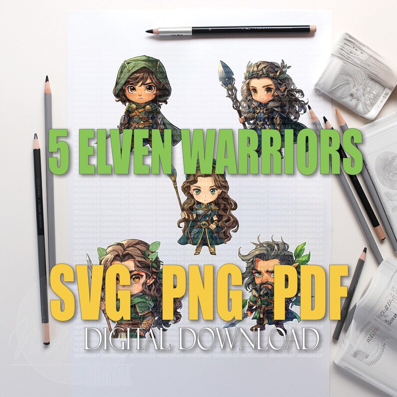 Elven Warriors Fantasy Clipart, SVG, PNG, PDF Files, Instant Download ...