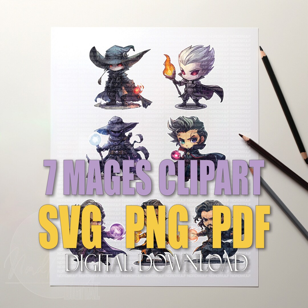 Mage Casters Fantasy Clipart, SVG, PNG, PDF Files, Instant Download for ...