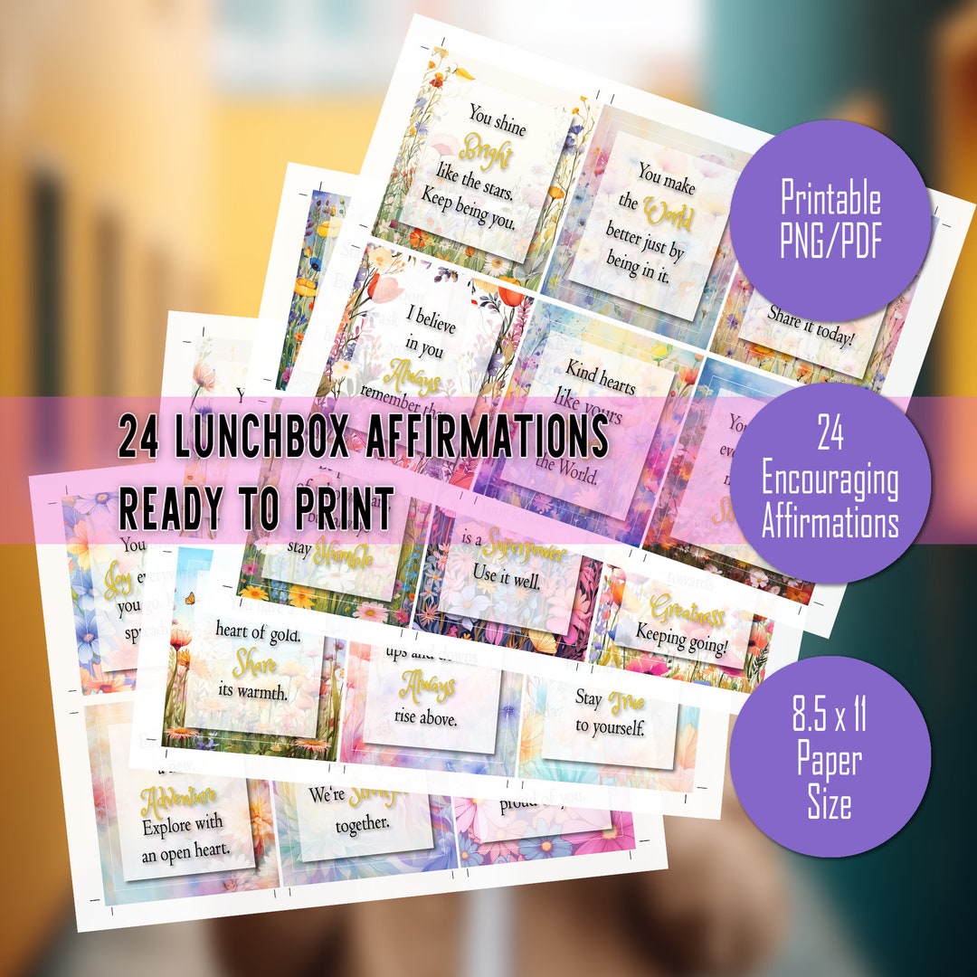 My Daily Affirmation Card Printable, Positive Message Lunch Box Note ...