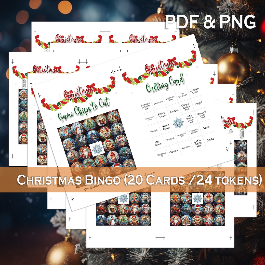 Printable Christmas Bingo, 20 Christmas Bingo Cards, Christmas Activity ...