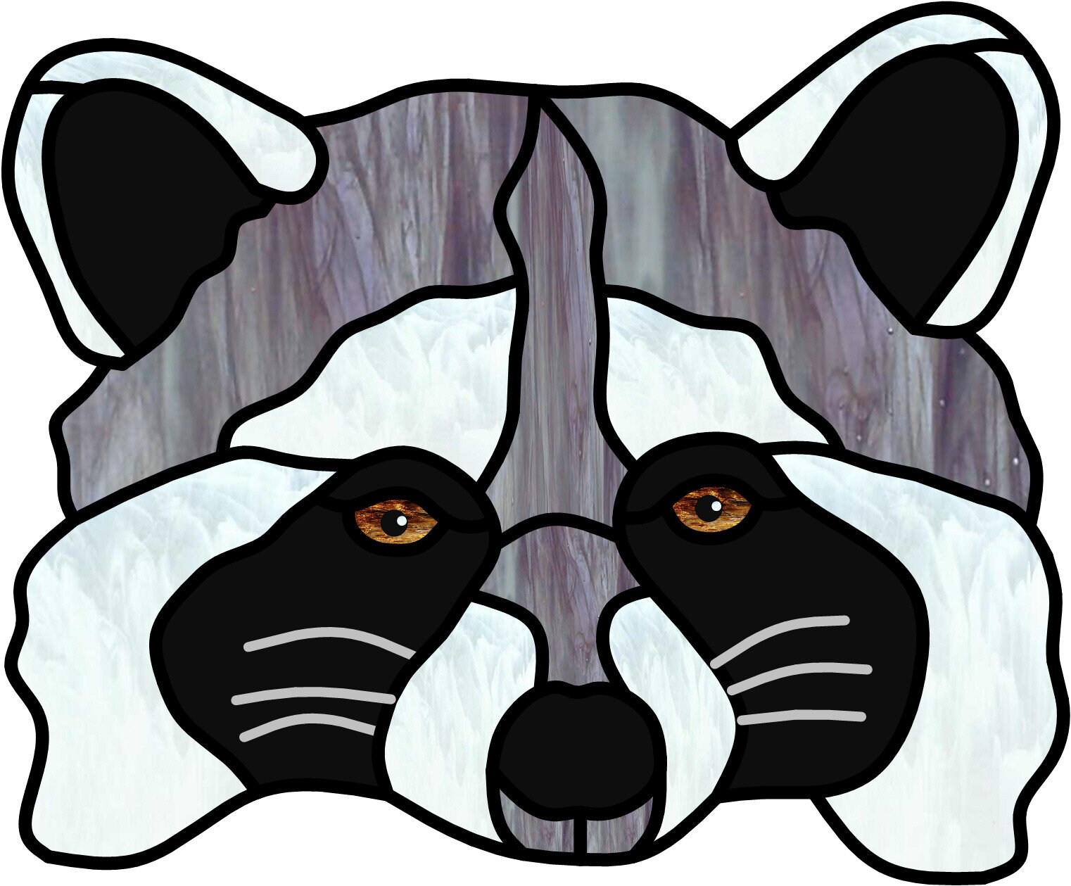 Cute Racoon in a Tree and Racoon Sun-catcher Digital Stained Glass ...