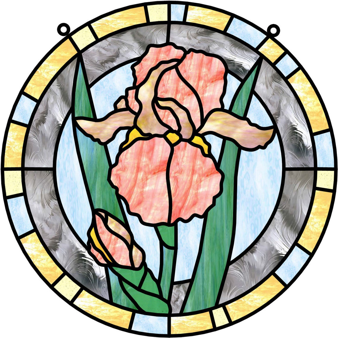 18" Round Iris Stained Glass Digital Pattern - Etsy Canada