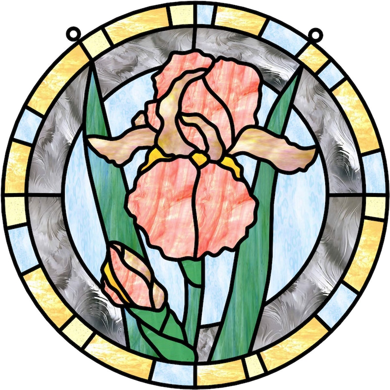18" Round Iris Stained Glass Pattern - Etsy