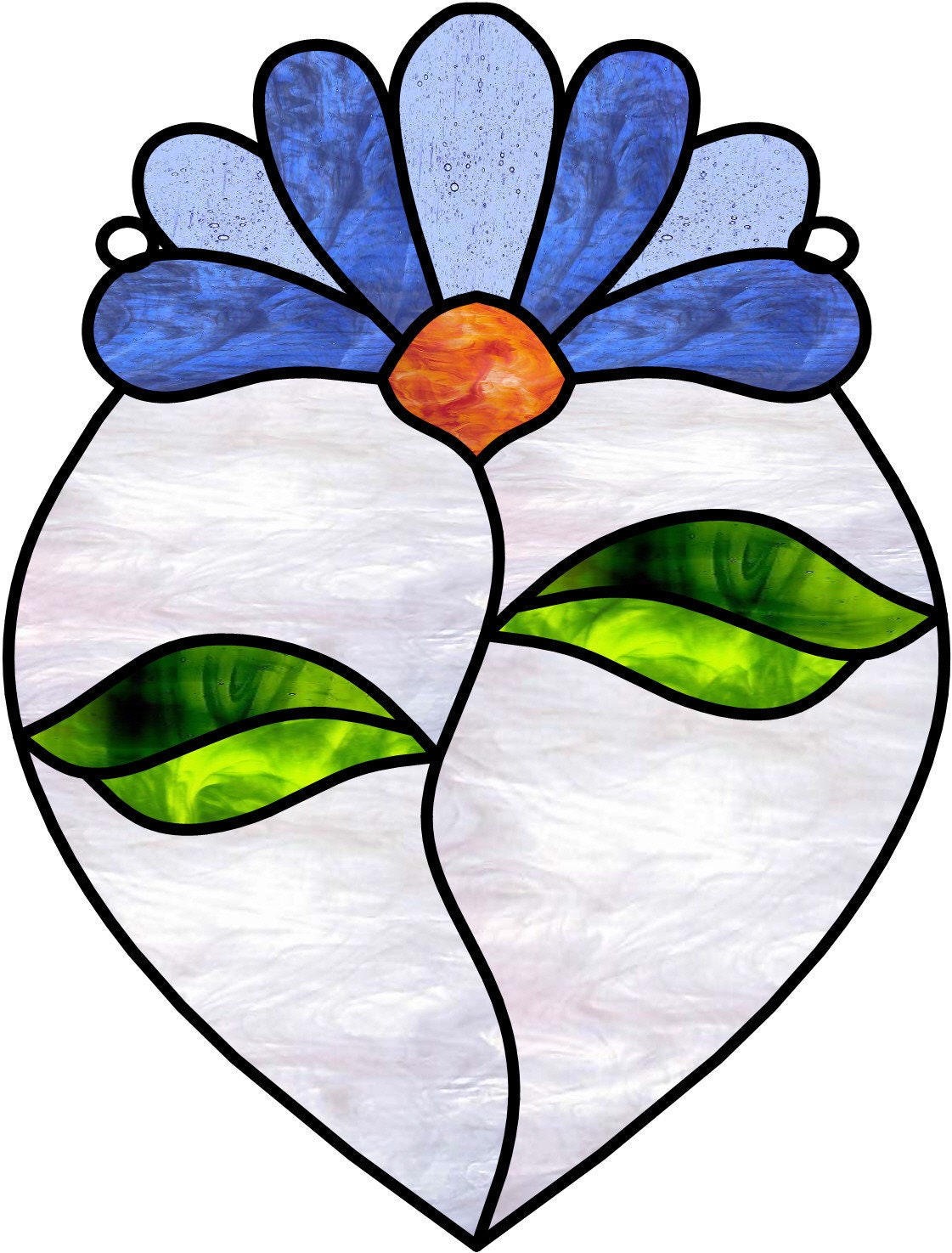Modern Heart Flower Digital Stained Glass Pattern - Etsy