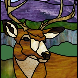 Mountain Mule Deer Digital Stained Glass Pattern - Etsy