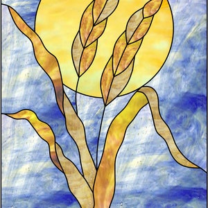 Sun and Wheat Stained Glass Pattern - Etsy