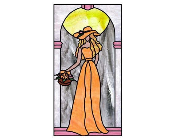 Summer Stained Glass Girl Full Sized Pdf Pattern - Etsy