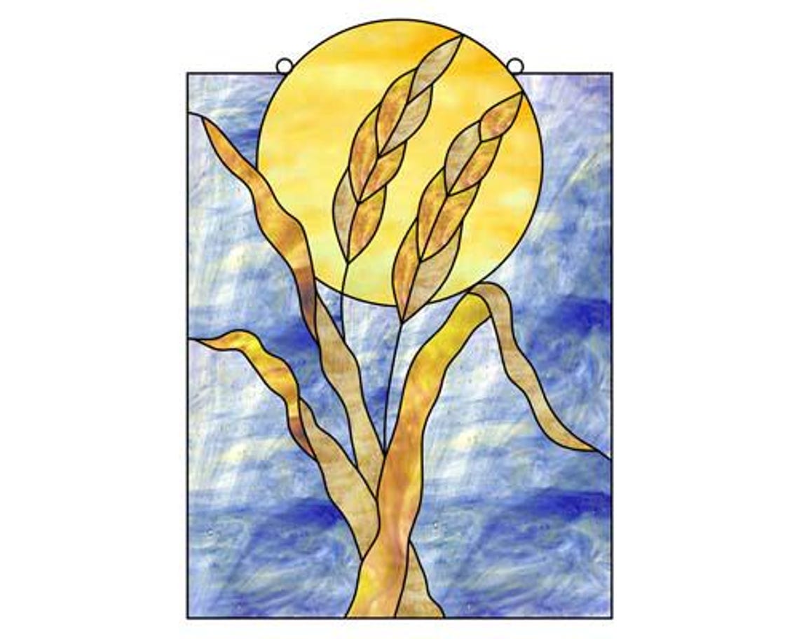 Sun and Wheat Stained Glass Pattern - Etsy