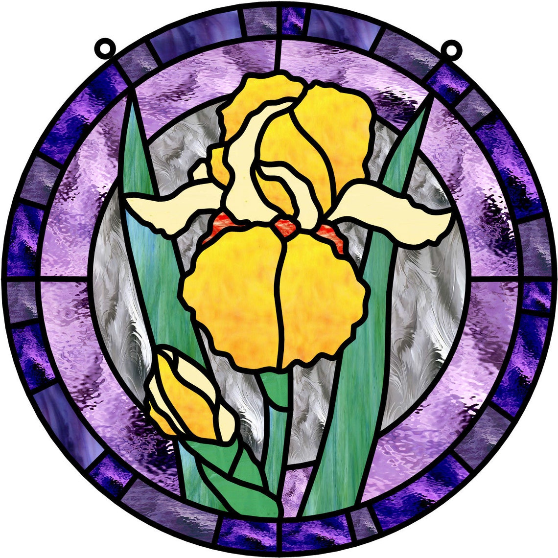 18" Round Iris Stained Glass Digital Pattern - Etsy Canada