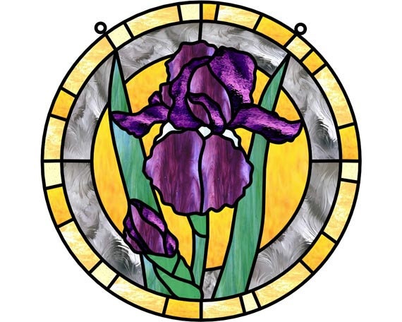 18" Round Iris Stained Glass Pattern - Etsy