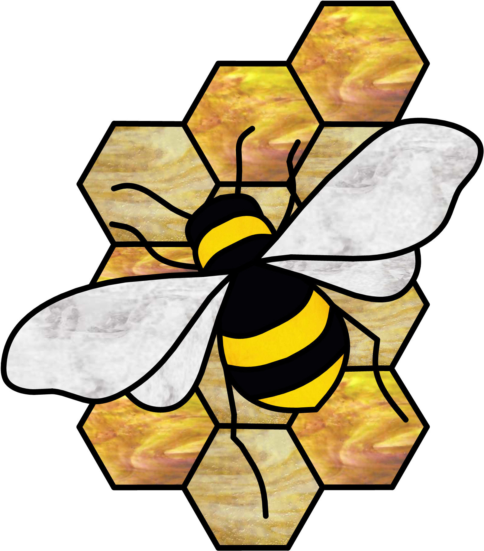 Bee and Honeycomb Stained Glass Suncatcher Digital Pattern - Etsy
