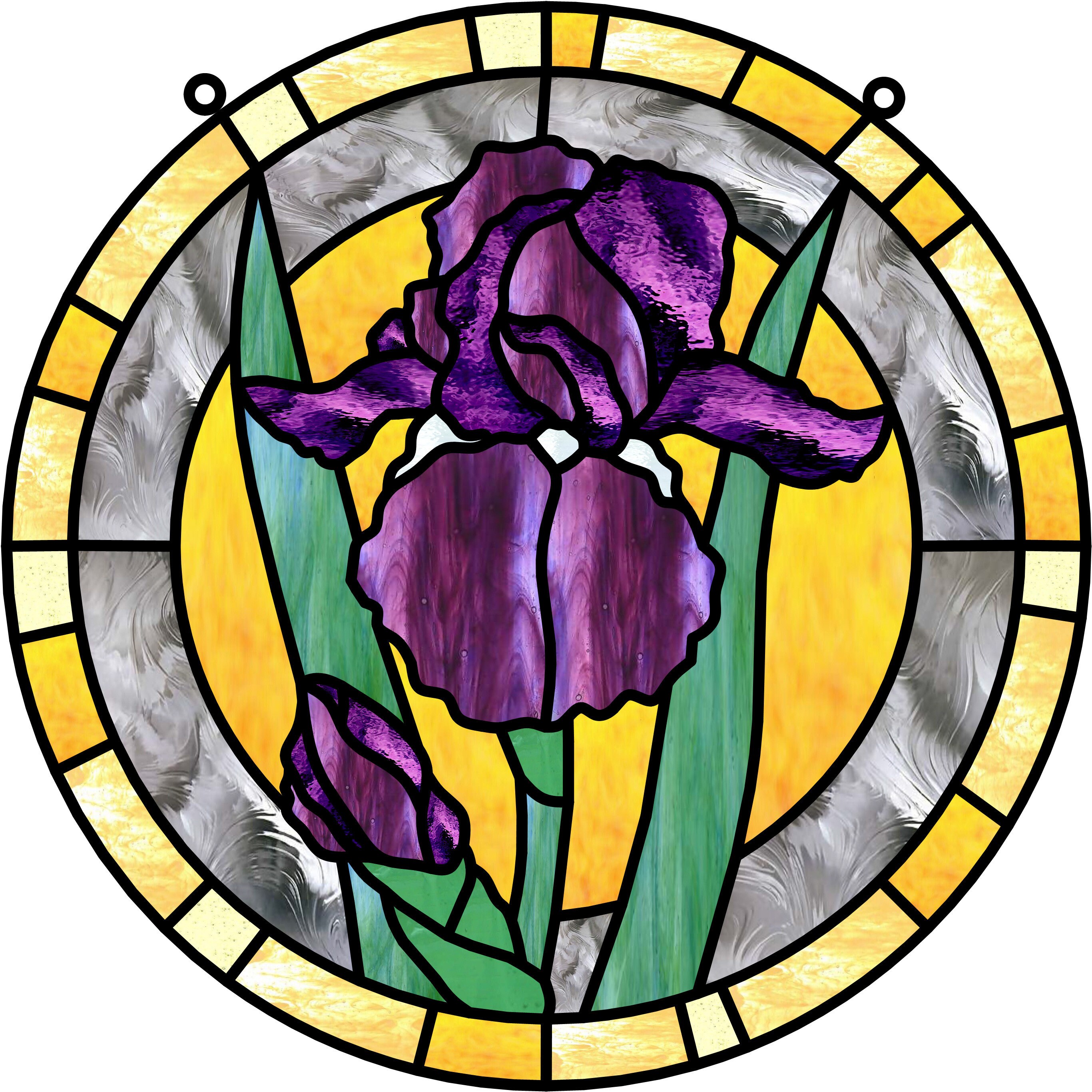 18" Round Iris Stained Glass Pattern - Etsy