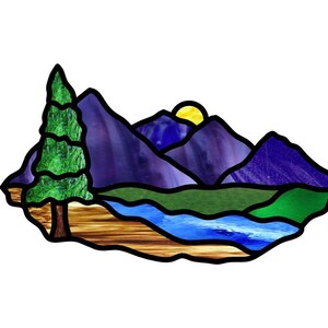 Mountain Sunrise Stained Glass Pattern 5 1/2" X 10" Digital Download - Etsy