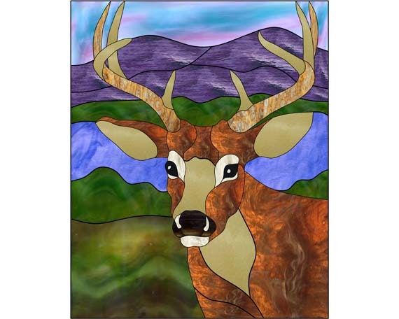 White Tail Deer Digital Stained Glass Pattern - Etsy