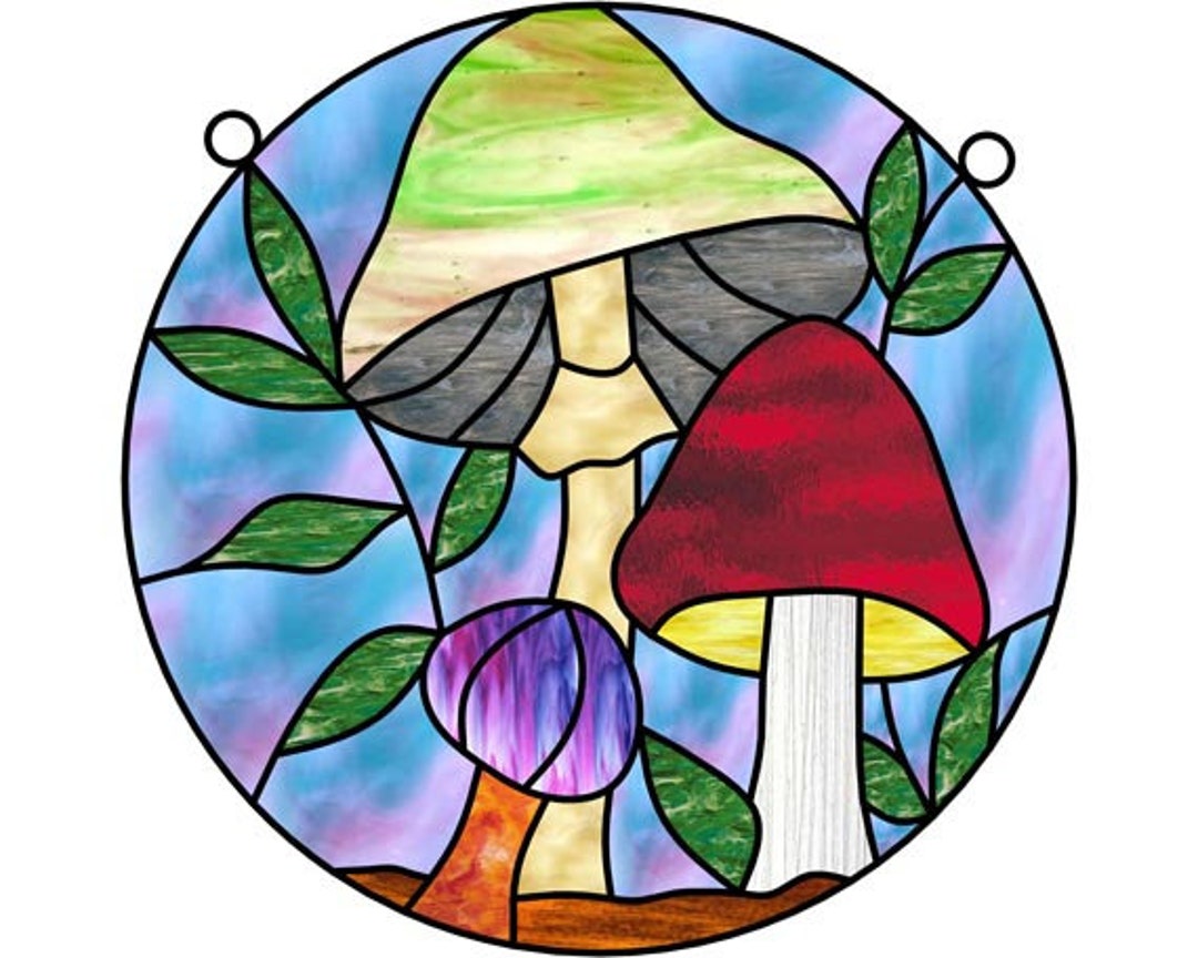Mushroom Forest Stained Glass Pattern - Etsy
