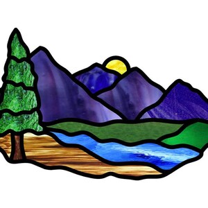 Mountain Sunrise Stained Glass Pattern 5 1/2" X 10" Digital Download - Etsy