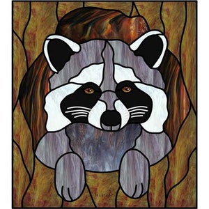 Cute Racoon in a Tree and Racoon Sun-catcher Digital Stained Glass ...