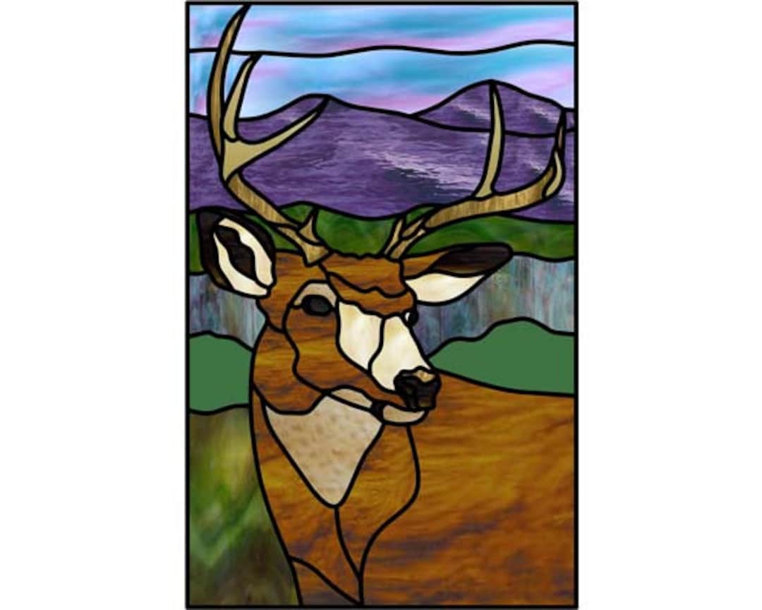 Mountain Mule Deer Digital Stained Glass Pattern - Etsy