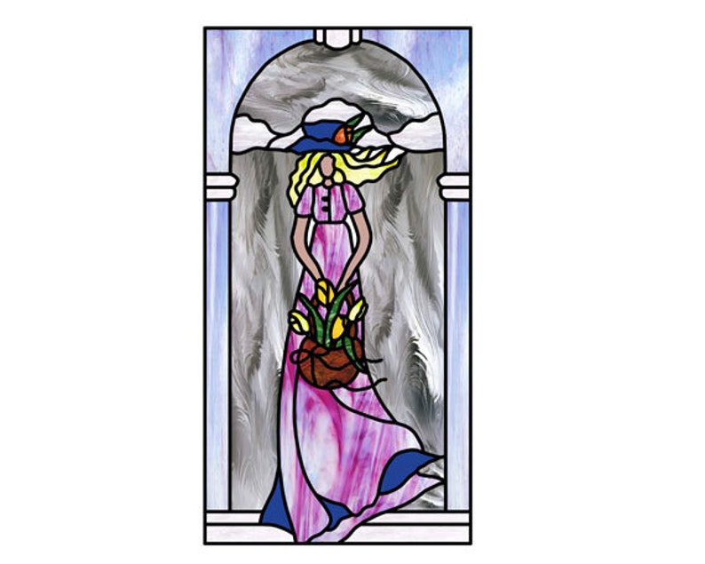 Spring Girl Stained Glass Pattern - Etsy