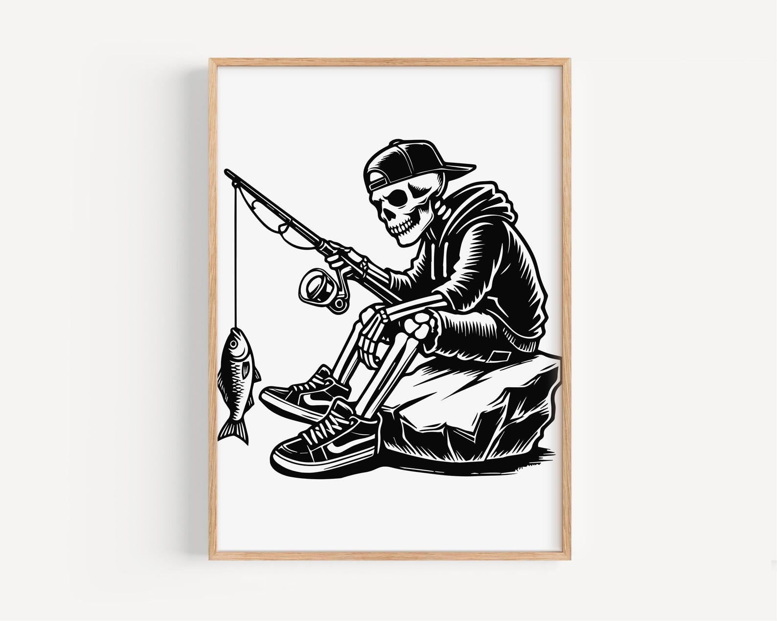 Skeleton Fishing Vector Graphic for DIY Crafts and Projects | Skull ...