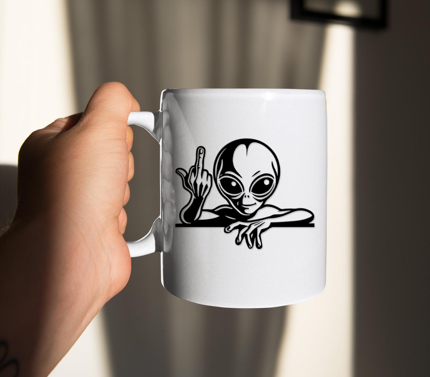 Peeking Alien Middle Finger | Alien Flip off Vector Graphic Laser File ...