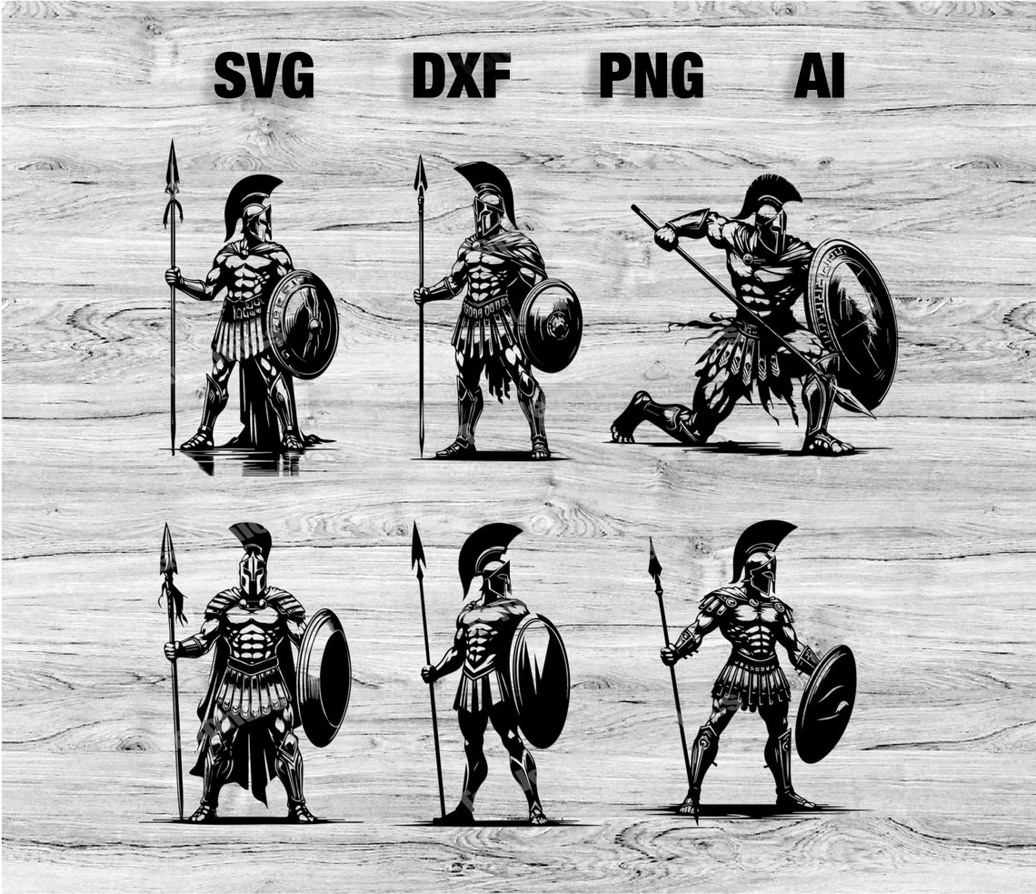 6 Spartan Warrior Cut Files Spartan Warrior Vector Graphic Silhouette ...