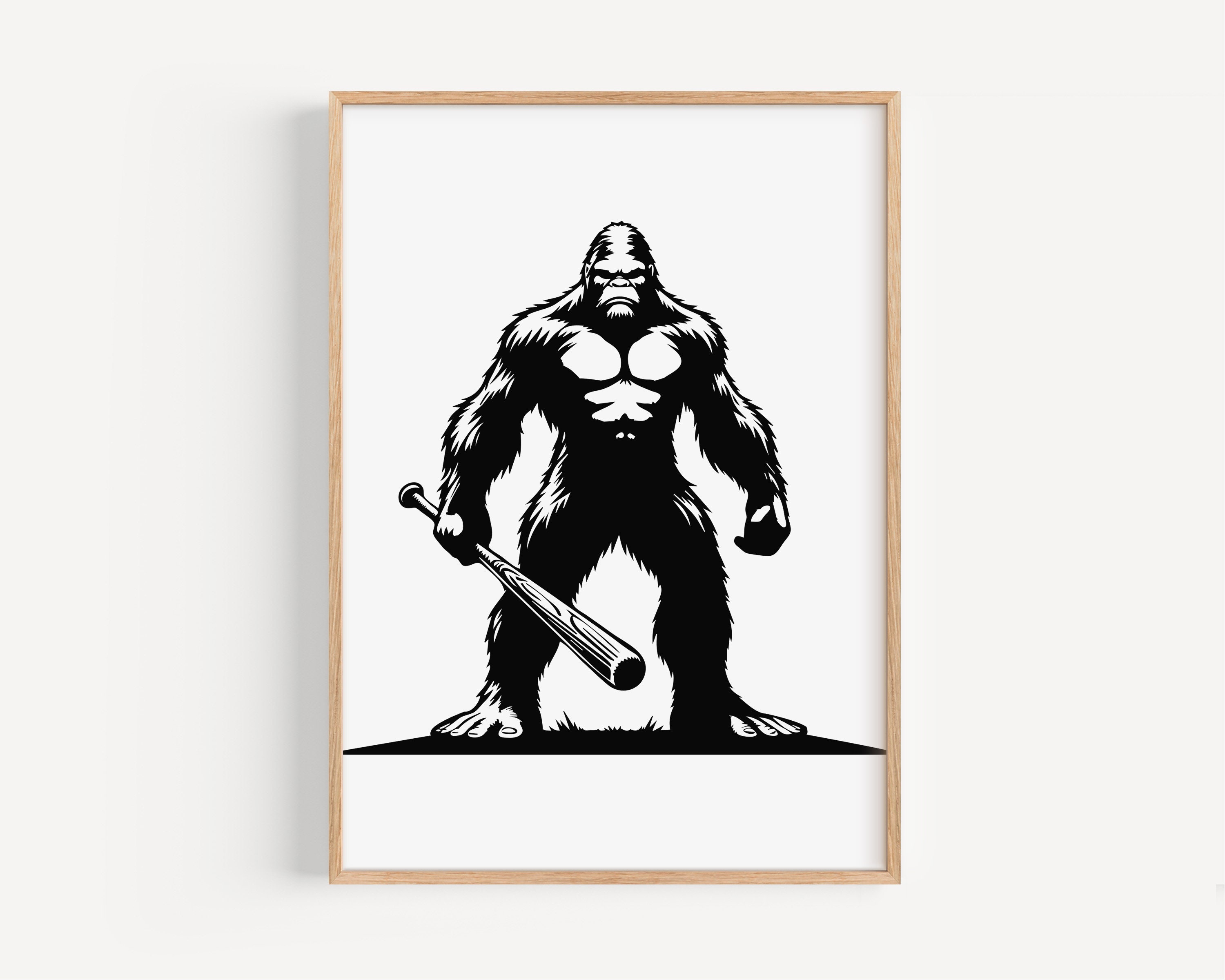 Bigfoot Baseball Silhouette Cut Files | Fun Bigfoot Vector Silhouette ...