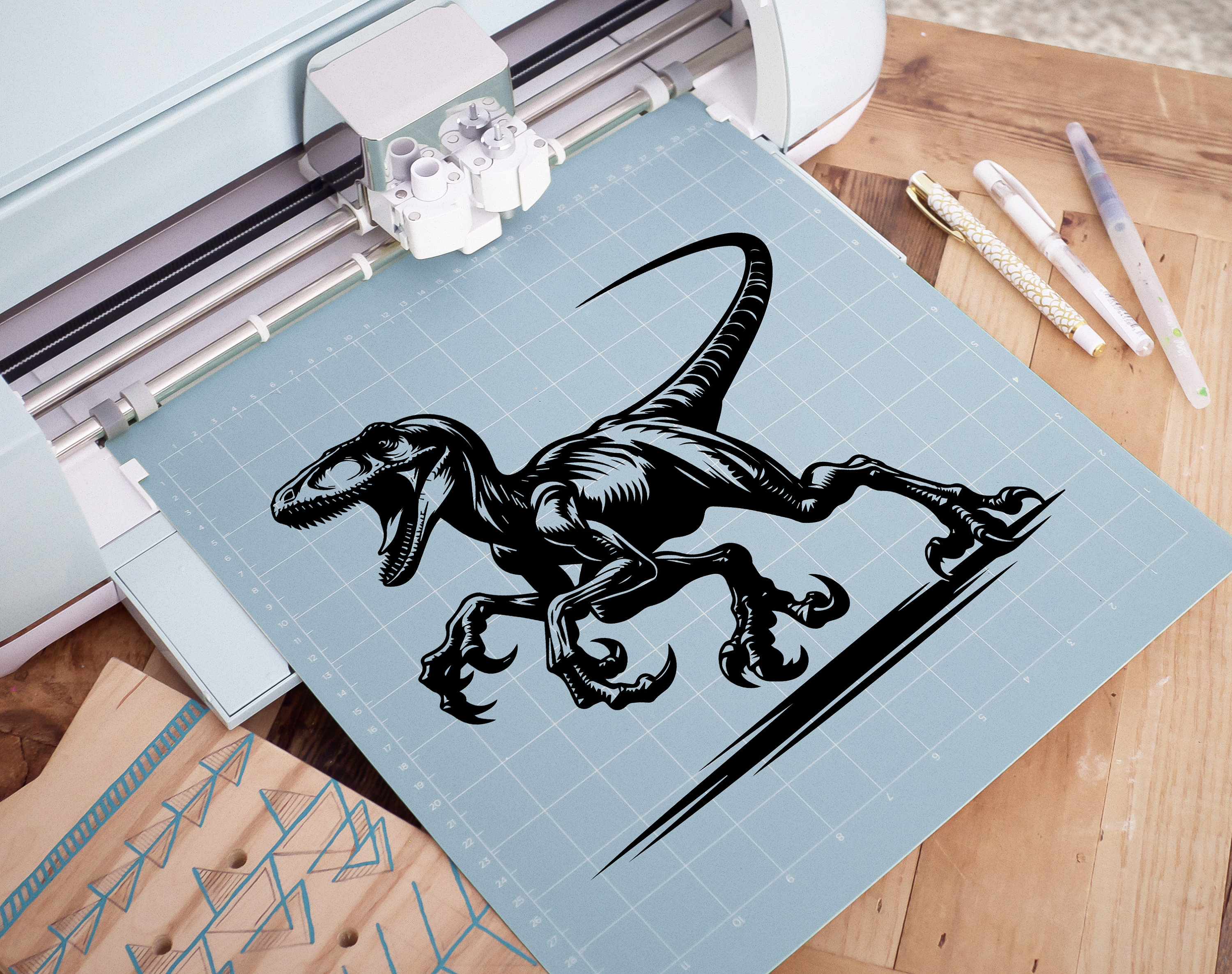 10 Raptor Cut Files | Raptor Dinosaur Vector Graphic Silhouette, Cameo ...