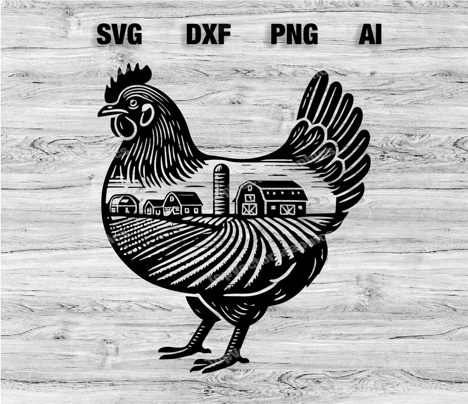 Chicken Farm Scene Cut File | Rooster Graphic Wall Art Silhouette ...