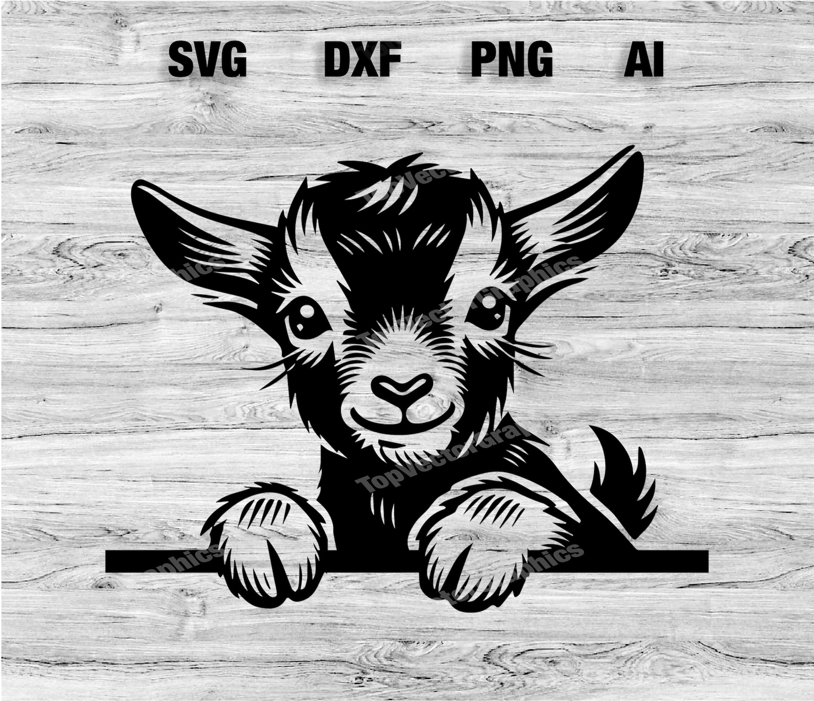 Peeking Goat Head | Cute Goat Vector Graphic Laser File Silhouette Clip ...