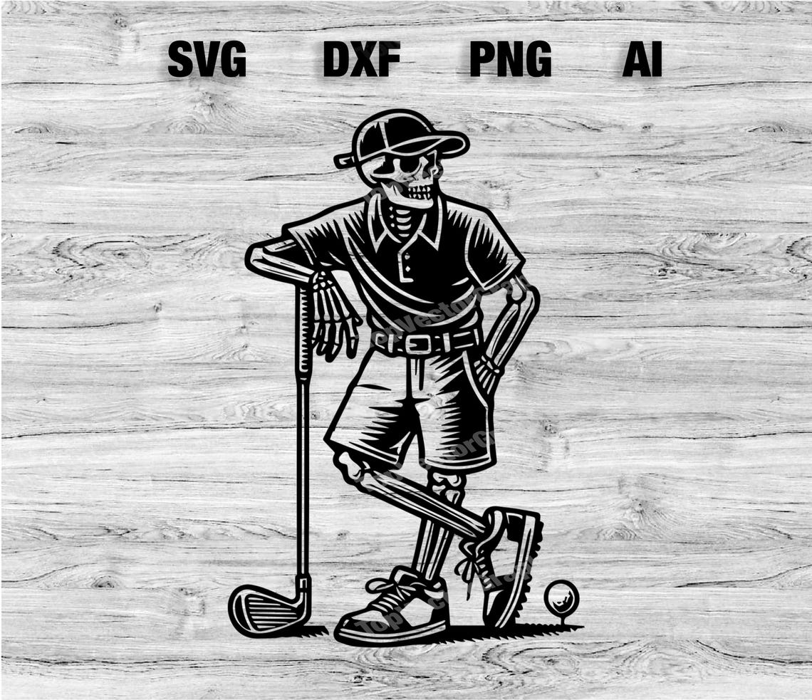 Skeleton Golf Vector Graphic for DIY Crafts and Projects | Skull ...