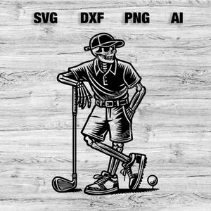 Skeleton Golf Vector Graphic for DIY Crafts and Projects | Skull ...