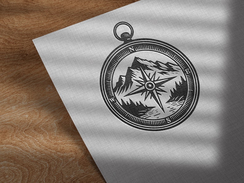 Compass Mountain Cut File Outdoor Compass Rose Vector Graphic ...