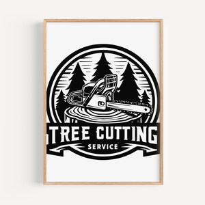 Professional Tree Cutting Service Logo Design- Chainsaw - SVG, PNG, Dxf ...
