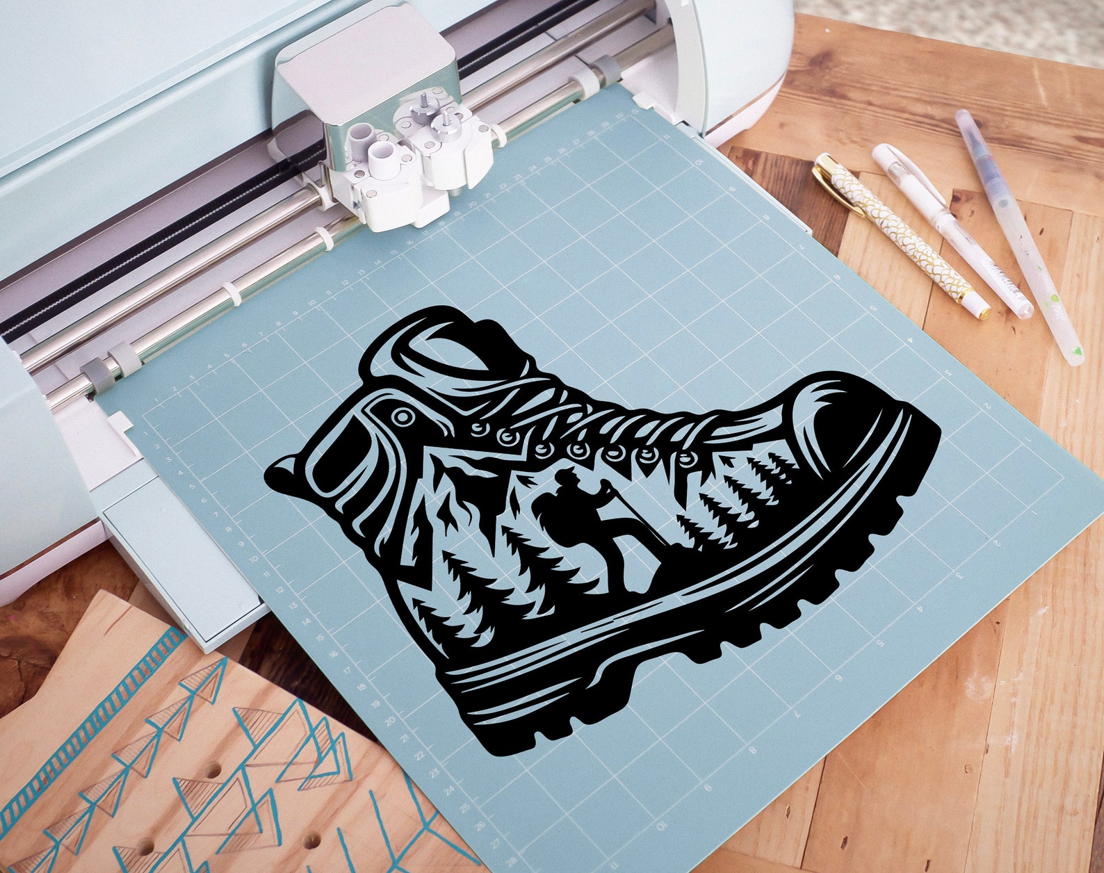 Hiker Boot Mountain Cut File | Outdoor Hiker Boot Vector Graphic ...
