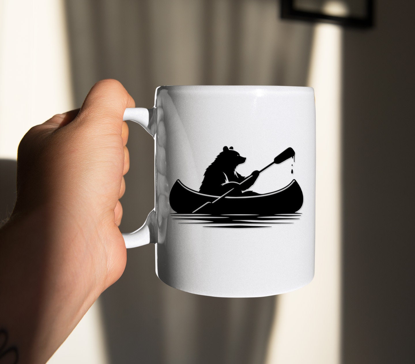 Bear in Canoe Silhouette Cut Files | Bear Canoe Golfer Vector ...