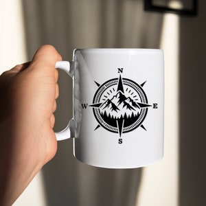 Compass Mountain Cut File | Outdoor Compass Rose Vector Graphic ...