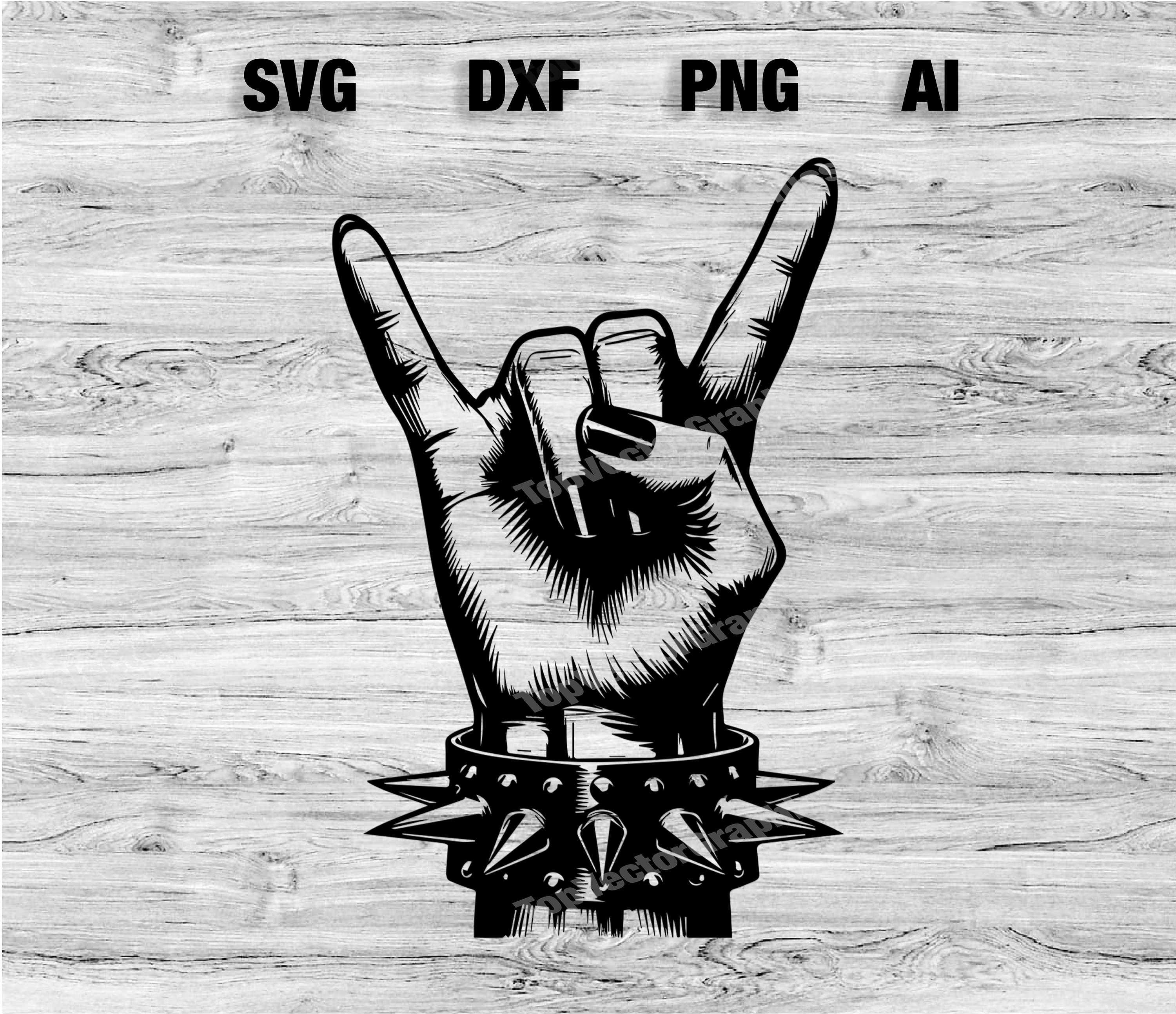 Punk Hand Rock and Roll Sign Cut Files Rock and Roll Sign Vector ...
