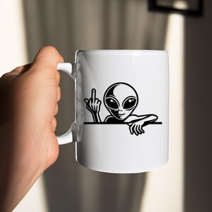 Peeking Alien Middle Finger | Alien Flip off Vector Graphic Laser File ...