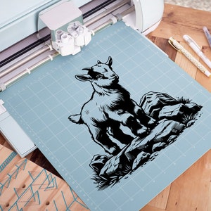 Baby Goat on Rocks Cut Files | Billy Goat Vector Silhouette, Cameo ...