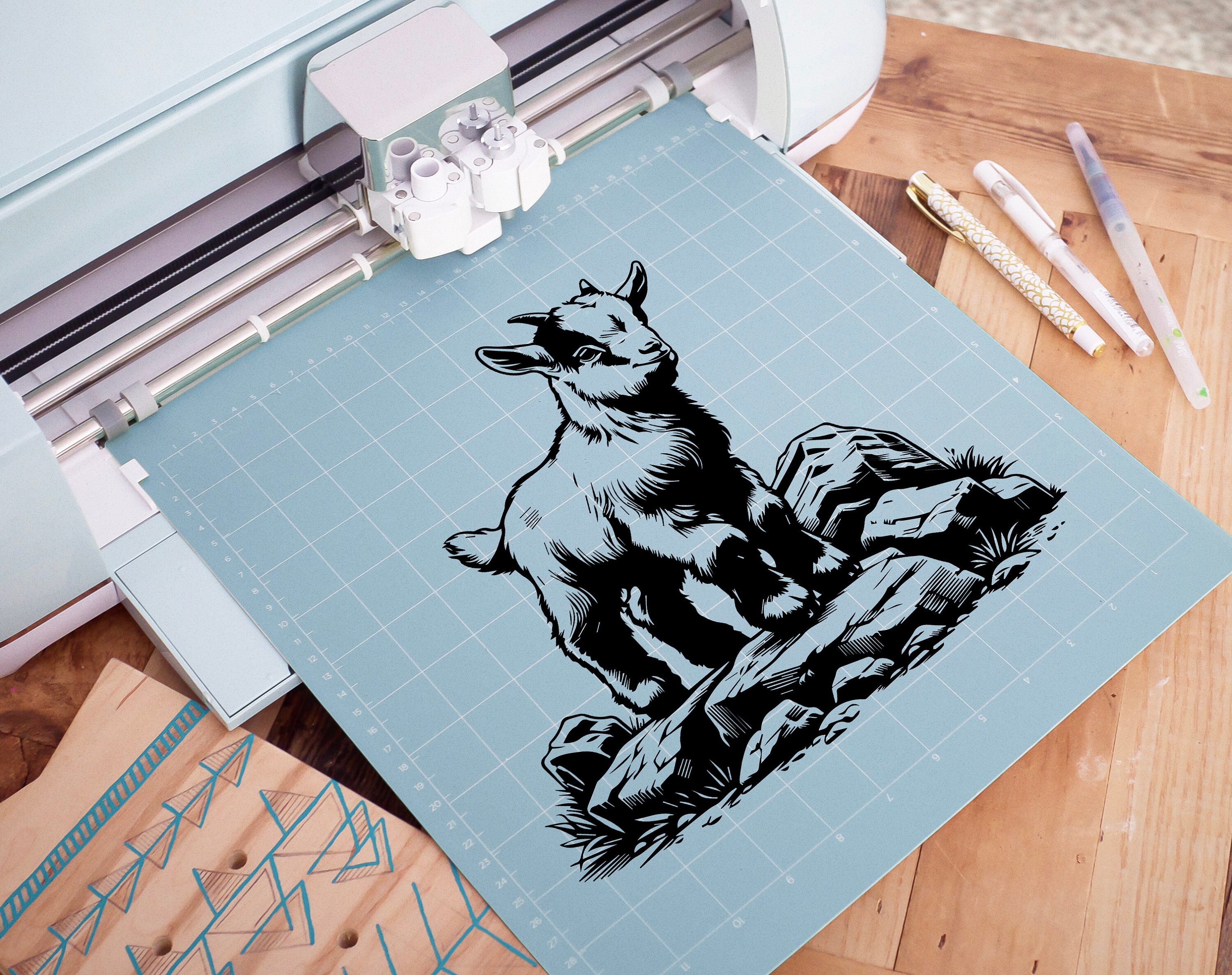 Baby Goat on Rocks Cut Files | Billy Goat Vector Silhouette, Cameo ...