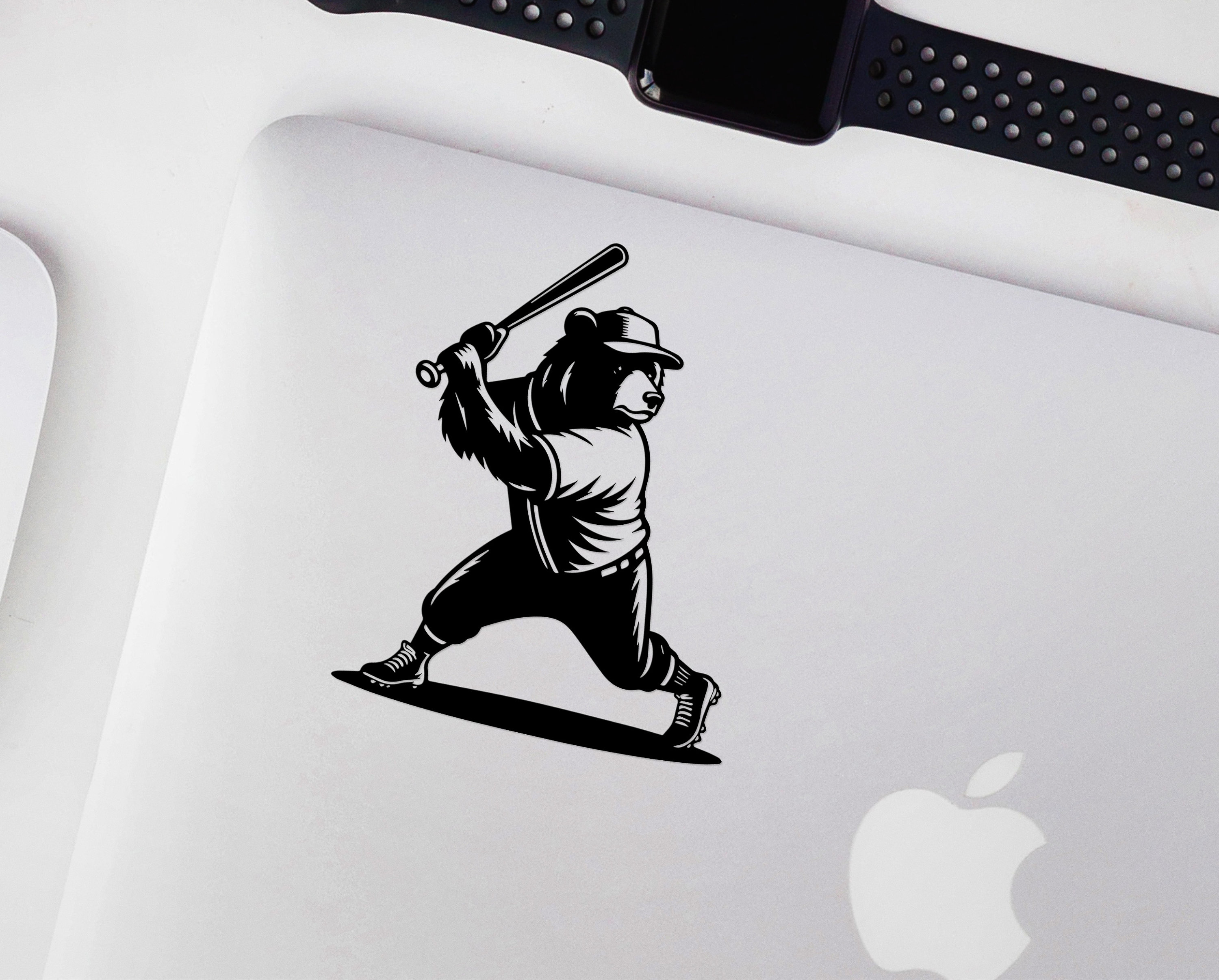 Bear Baseball Player Silhouette Cut Files Fun Bear Baseball Vector ...