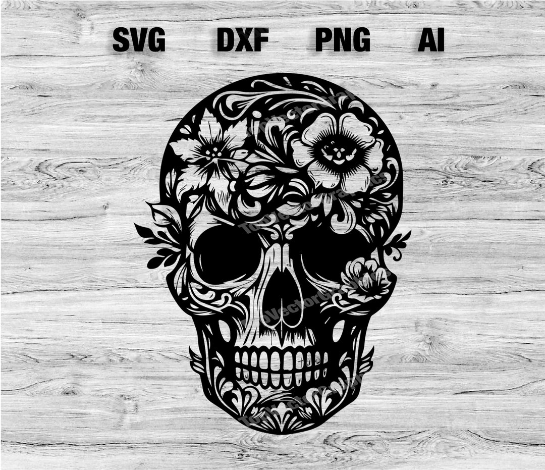 Floral Skull Cut Files | Tattoo Skull Vector Silhouette, Cameo, Cricut ...