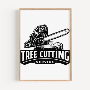 Professional Tree Cutting Service Logo Design- Chainsaw - SVG, PNG, Dxf ...